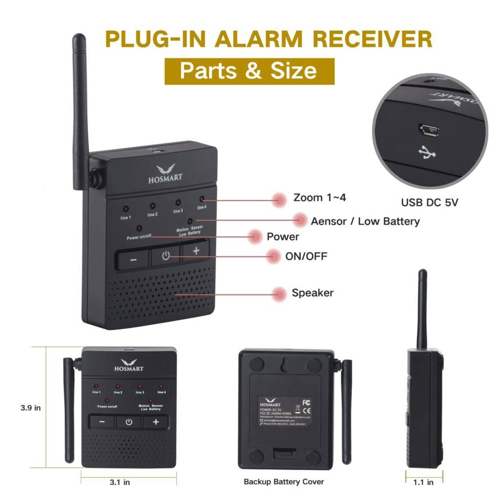 Hosmart 1/2 Mile 4-Zone Driveway Alarm Kit - HOSMART